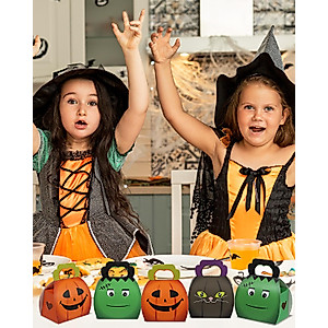 Liobelon 24 Pieces Halloween Candy Boxes With Handles Halloween Treat Boxes Trick or Treat Gift Boxes Pastry Cookies Goodie Bags for Halloween Party Supplies Halloween Kids Birthday Party Gift Box