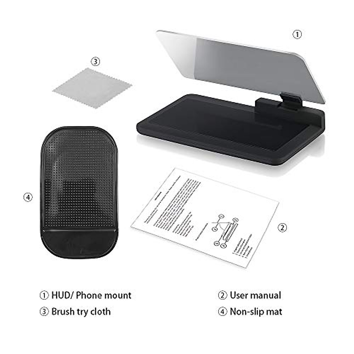 Arestech Car GPS Mobile Head Up Display Holder with HD Image Reflection for HUD, Smartphone, iPhone, Samsung, Car Navigation (Up to 6 Inches)