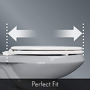 Bemis 9170CSLA 000 Alesio Toilet Seat with Chrome Hinges will Slow Close, Never Loosen and Provide the Perfect Fit, ROUND, High Density Enameled Wood, White