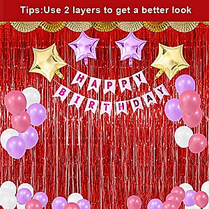 3 Pack Fringe Curtains Party Decorations,Tinsel Backdrop Curtains for Parties,Photo Booth Wedding Graduations Birthday Christmas Event Party Supplies (Red)