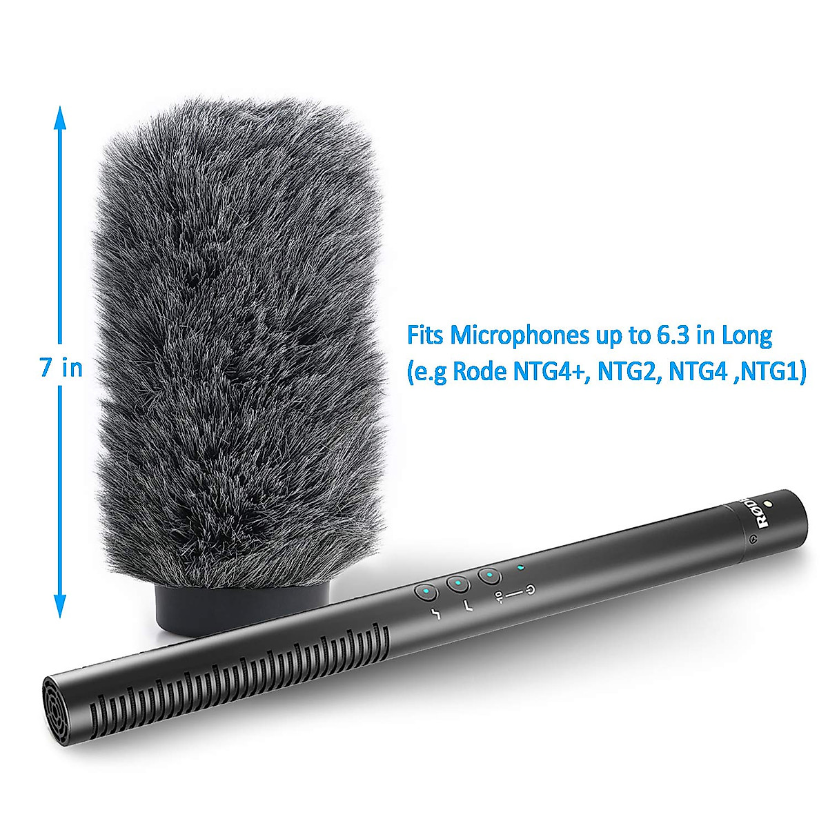 YOUSHARES NTG4+ Microphone Windscreen - Windmuff for Rode NTG4 Plus Shotgun Microphones, Windshield Up to 6.3" Long
