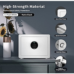 KAPUCI Modern Minimalism Design Biometric Fingerprint Touch Screen Safe, 1.28 Cubic Feet Auto-Open Safe Box with Digital Virtual Password,Safety Steel Home Safes for Wardrobe,Home,Office,Hotel