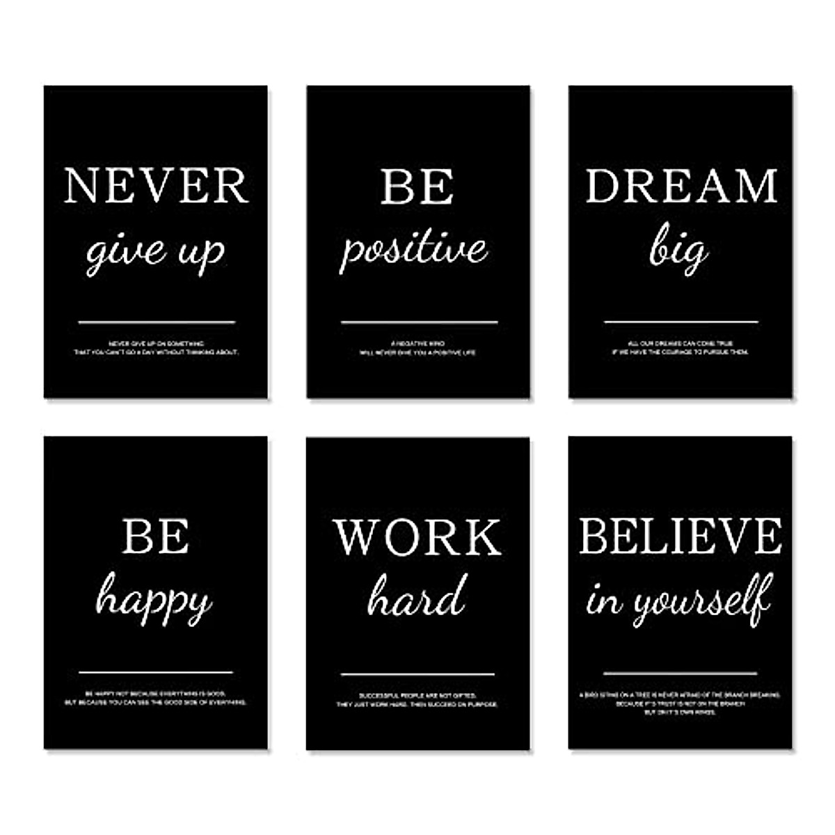 ASTRDECOR Motivational Wall Art-Office Wall Decor-Inspirational Wall Art Picture-Positive Quotes Poster Prints Wall Decor For Bedroom (8x10, Set Of 6, No Frame)