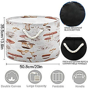 visesunny Storage Basket Hand Drawn Mushroom Nursery Hamper Basket Clothes Toy Storage Organizer Bin Box Collapsible Laundry Bag for Kid Room,Playroom,Bathroom,Living Room,Dorm,Office