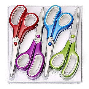 CCR Scissors 8 Inch Soft Comfort-Grip Handles Sharp Blades, 12-Pack