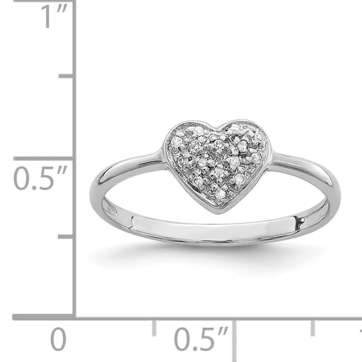 IceCarats 925 Sterling Silver Diamond Heart Ring Love Band Size 6