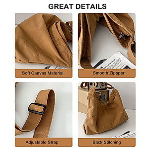 BASICPOWER Canvas Messenger Bag, Hobo Crossbody Shoulder Large Tote Bags Lightweight for Women and Men, Army Green