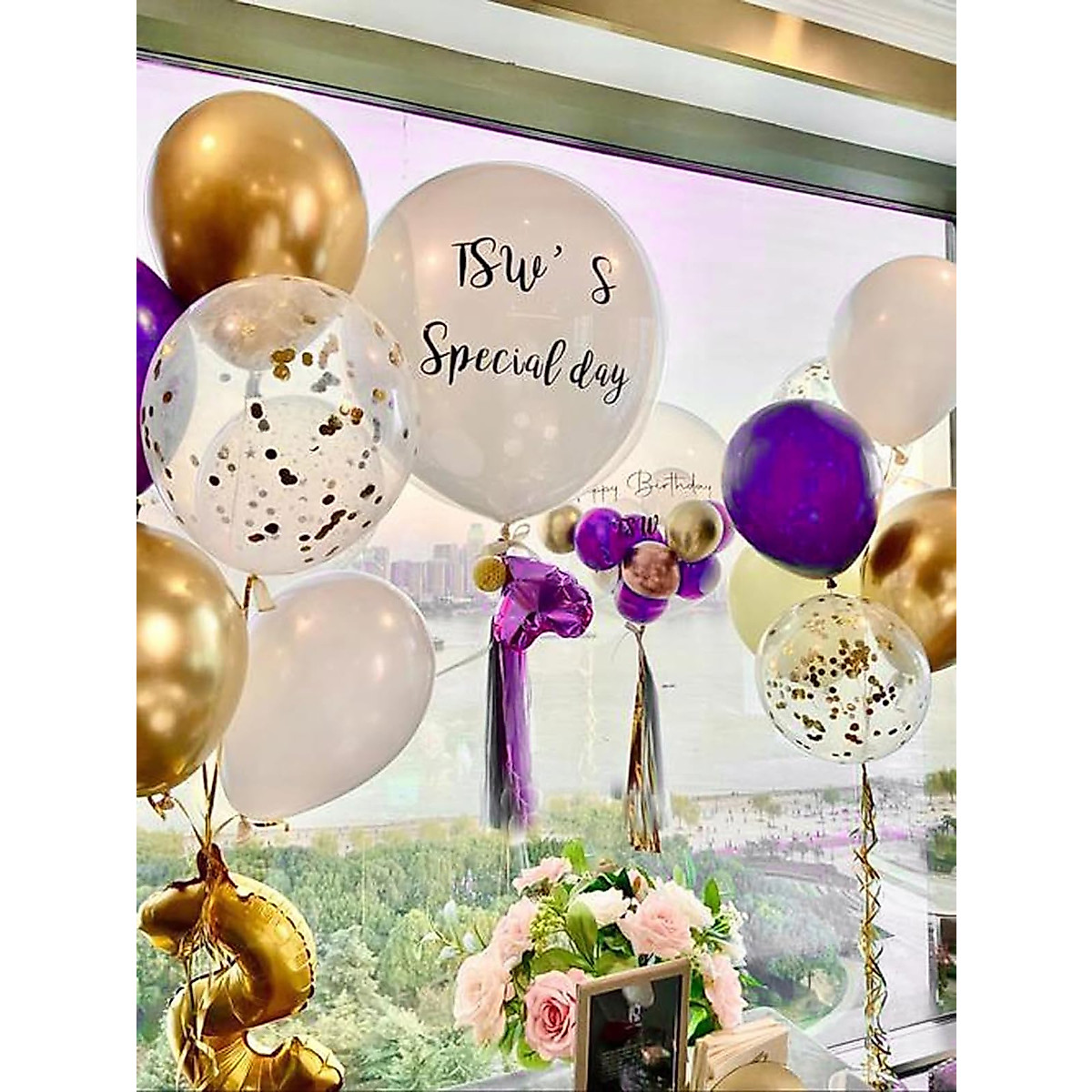 Graduation Decorations Purple Gold 2024/Purple Gold Balloons/Purple Graduation Party Decorations VIKINGS NYU LSU/Birthday Party Decorations for Women Purple Gold/Eid Mubarak Decorations