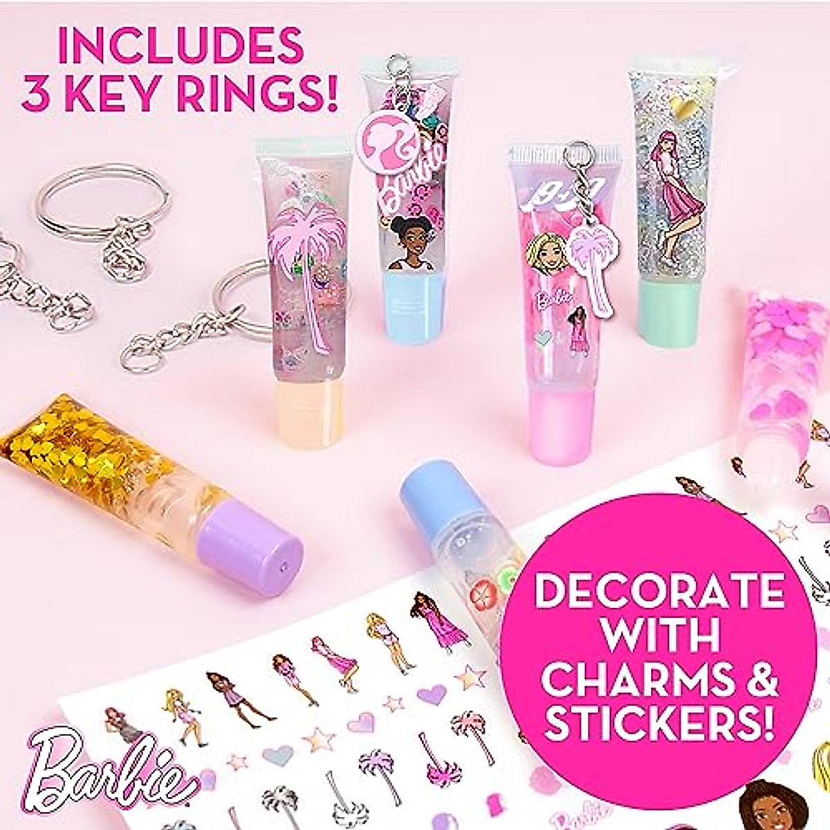 Barbie Sweet Shop Lip Gloss Making Kit, Makes 12 Accessories, Lip Glosses & Keychains, Arts and Crafts kit for Kids Ages 6+, Gifts for 6 Year Old Girl