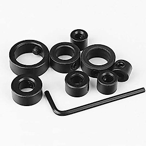 GDFYMI Drill Stop Bit Collar Set, Adjustable Drill Bit Depth Stop Collar Limit Ring with Allen Wrench, 1/8", 5/32", 3/16", 1/4", 5/16", 3/8", 1/2" and 5/8-Inch (9 Pcs, 3-16mm)