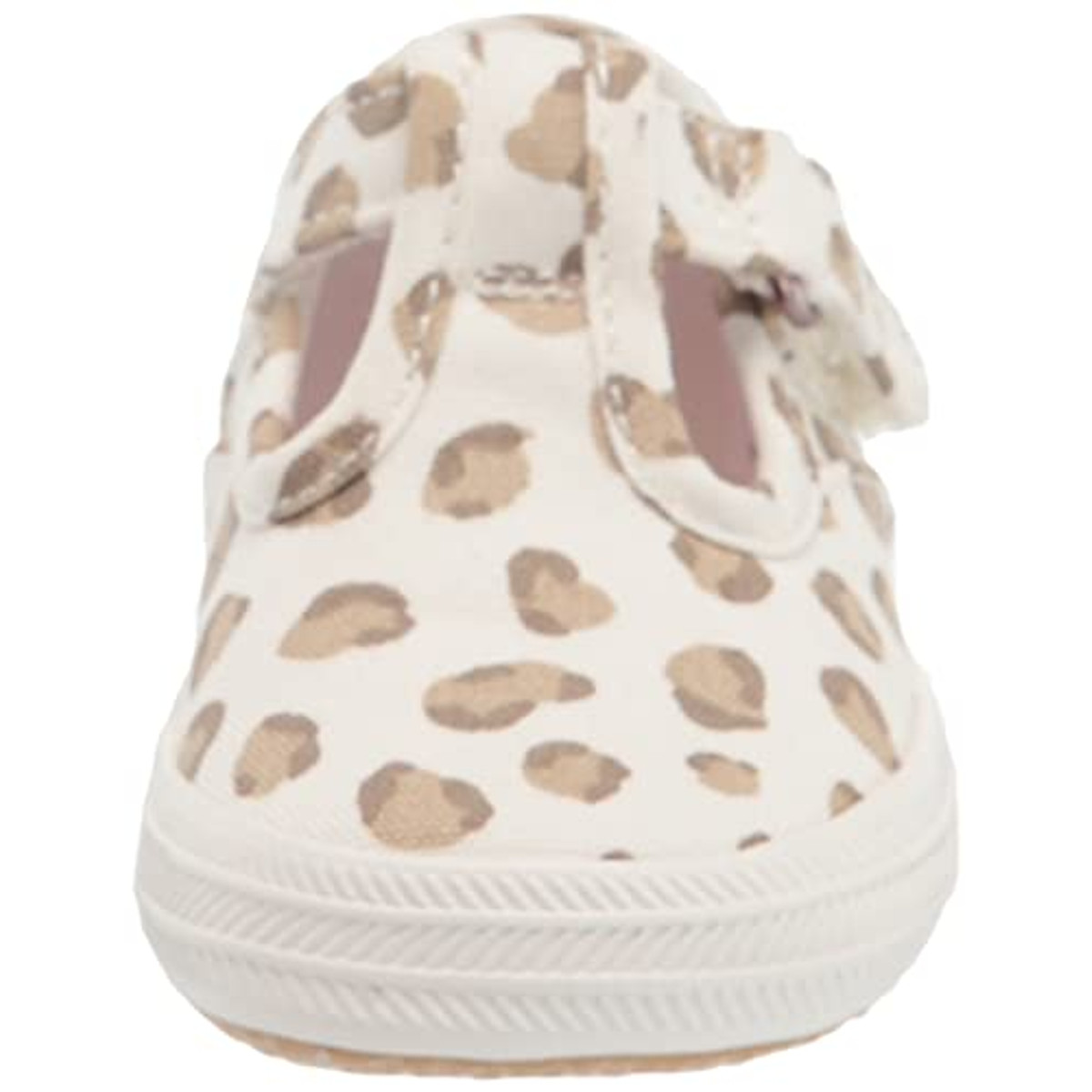 Keds baby girls Champion Lace Toe Cap T-strap Sneaker, Snow Leopard, 3 Infant US