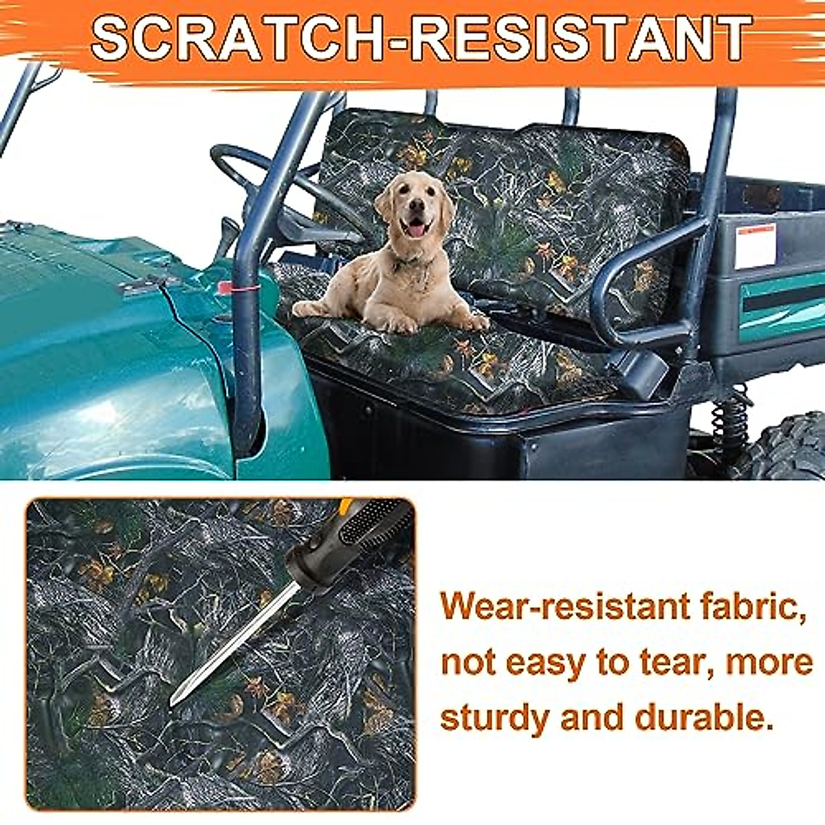 StarknightMT UTV Ranger Seat Covers, Camo Waterproof Seat Covers Compatible with Polaris Ranger 500 700 800 2002-2008 Durable 1680D Fabric with Waterproof PU Coating Camo Bench Seat Cover