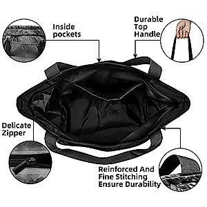 LMSM Tote Bag For Women Black Girl Handbags Shoulder Bags, Top Handle Satchel Bags For Work Travel Shopping With Zipper