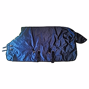 Ankaier 1800 Denier Waterproof and Windproof Winter Turnout Horse Blanket, High-Grade Thermal Insulation Polyfill (250 Grams) Materials, Medium-Weight, Ripstop, Navy Color- 69" inches (Black Edge)