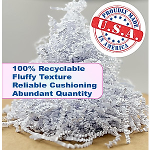 Mighty Gadget 1 LB White Crinkle Cut Paper Shred Filler for Gift Wrapping & Basket Filling (Made in the USA)
