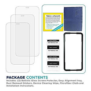 Tech Armor Ballistic Glass Screen Protector Designed for Apple NEW iPhone 12 mini 5.4 Inch 3 Pack Tempered Glass 2020