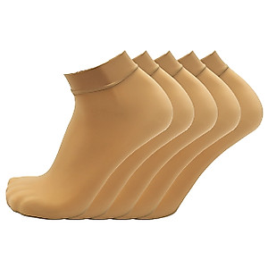 Mona's Choice Mens Ice Silk Ankle Socks (Pack of 5, Nude)