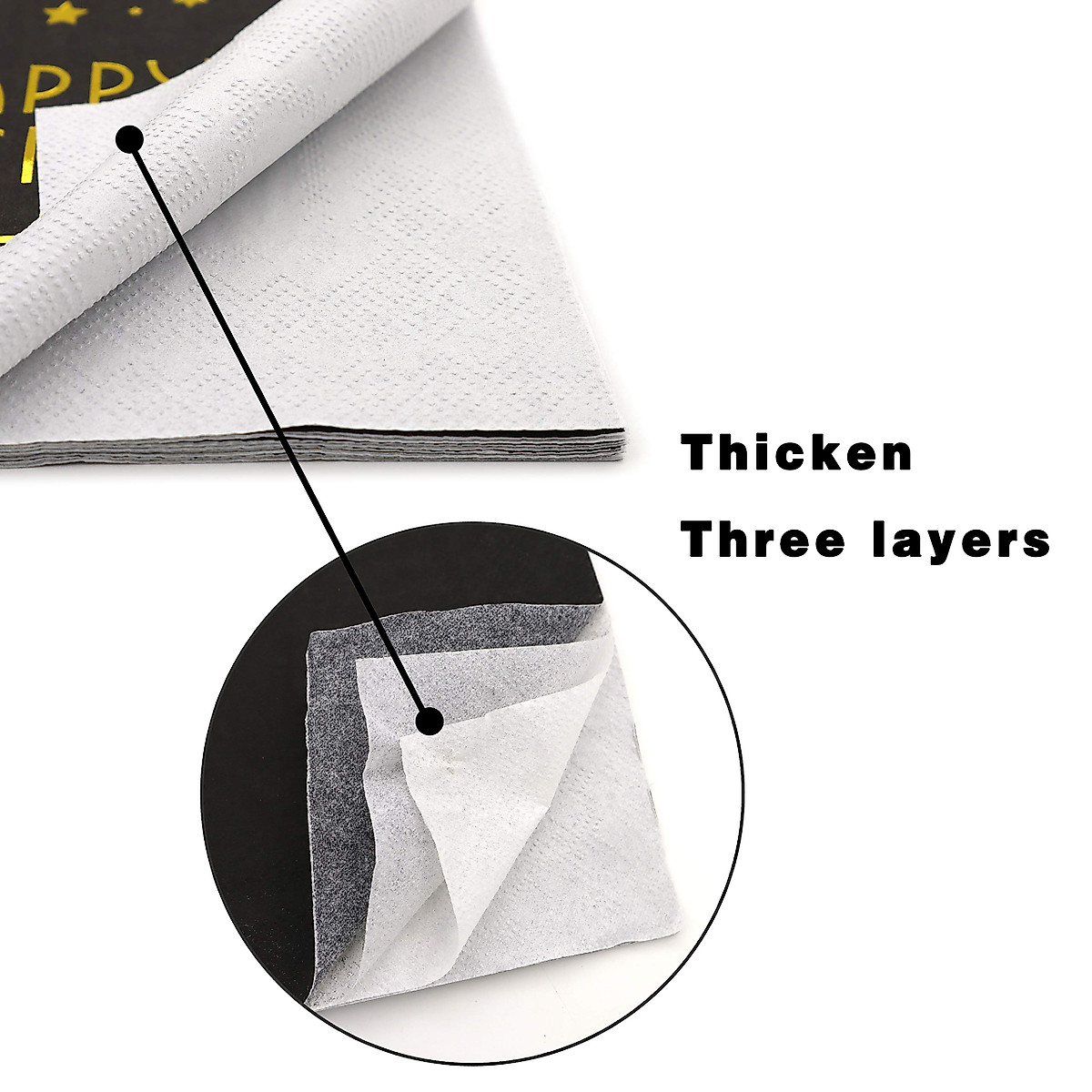 Pandecor 120 PCS Black and Gold Happy FING Birthday party supplies -Serves 30- Include Dinner Plates,Dessert Plates,Cups and Napkins for Adult Funny Birthday Party