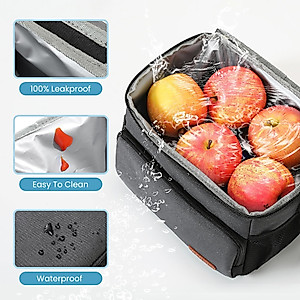 BAGSVIEWER Large Insulated Lunch Box for Men & Women, Reusable Lunch Bag for Work Office Picnic, Leakproof Cooler Bag with Adjustable Shoulder Strap (Grey, 12L)