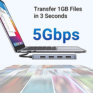 UGREEN USB C Hub 4 Ports, USB C to USB Hub with 4 USB 3.0, Powered USB C Splitter for Laptop, MacBook Pro, iMac, iPad Pro, Chromebook, Dell XPS, iPhone 15/15 Pro, Galaxy S23, and More, 0.5FT