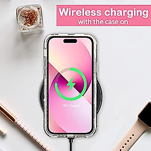 Coolwee Crystal Glitter Full Protective Case Compatible Apple iPhone 14 Pro Max, 6.7 inch, Heavy Duty Hybrid 3 in 1 Rugged Shockproof Women Girls Transparent Clear Sparkle