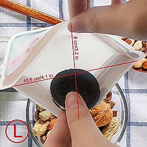 Enkrio 20 Pieces Reusable Mason Jar Zipper Bags, Refrigerator Organizer Stand-up Airtight Seal Saver Bags for Seeds Candy Biscuits Spices (20Large)