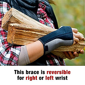 ACE Reversible Splint Wrist Brace, Provides moderate-stabilizing support to sore, weak and injured wrists, Adjustable, Gray, 1/Pack