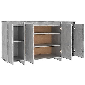 loibinfen Sideboard Buffet Server Storage Cabinet with 4 Doors, Console Table Home Kitchen Sideboard Dining Room Furniture Entryway Cupboard, Concrete Gray 53.1"x16.1"x29.5" -AA