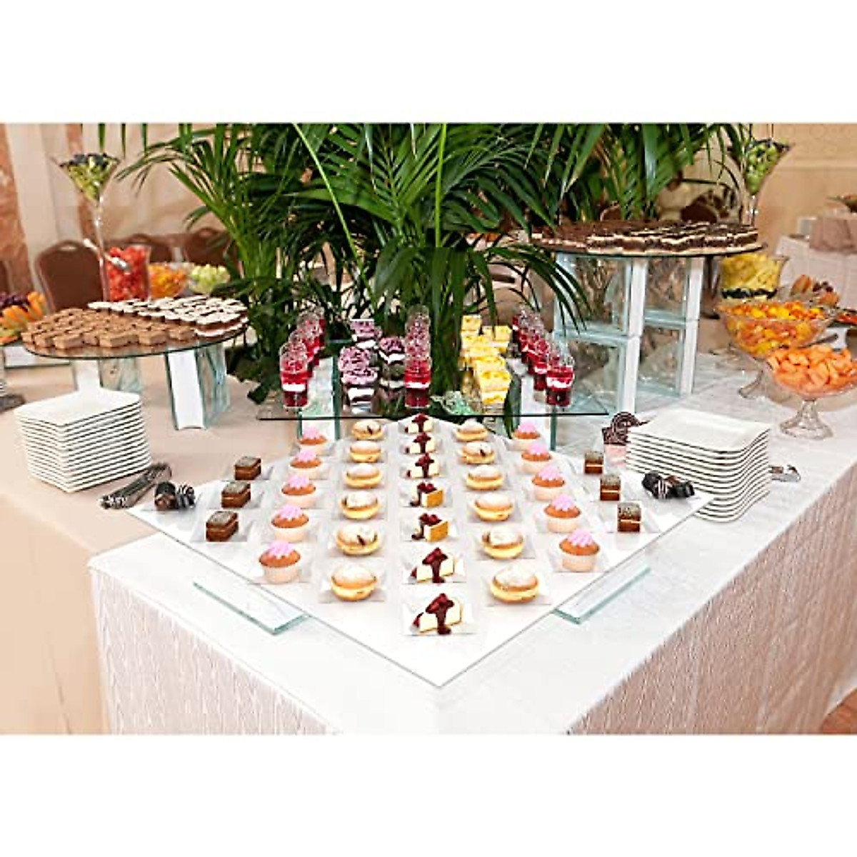 Mini Disposable Appetizer Plates - 100 Pack 2.95 In. x 2.95 in. Crystal Clear Plastic Dessert Plates - Elegant Design for Weddings, Birthdays, and Formal Parties - Stackable and Convenient - BPA Free