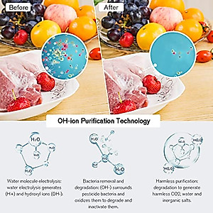 Sioenl Fruit and Vegetable Washing Machine - Dual-Core Fruit Cleaner Device in Water, Kitchen Gadgets Capsule Pesticide Purifier with OH-ion Purification Technology for Deeply Clean