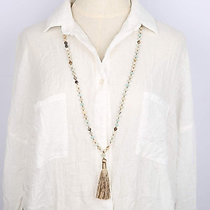 OAIITE 6MM Mala Beads Necklace Natural Tiger Eyes Stone Meditation Statement Necklace Japa Yoga Rosary Prayer Charm Beaded Tassel Necklace