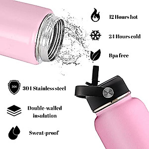 Hapelf Personalized Kids Water Bottle Custom 24oz Insulated Bottles Customized Engraved Name Water Flask with Straw School Stainless Steel Gifts Girls Boys Women