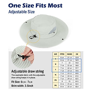 Wmcaps UPF 50+ Sun Protection Hat for Mens Womens, Wide Brim Waterproof Bucket Hat for Fishing, Hiking, Garden,Yard Outdoor work Light Grey