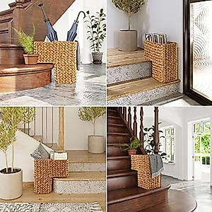 Woven Stair Step Basket | Multi Story House Wicker Storage Baskets for Stairsteps - Shoe Organizer, Laundry Gathering Basket, Hyacinth Storage Basket, Toy Storage - By MadeTerra (Natural)