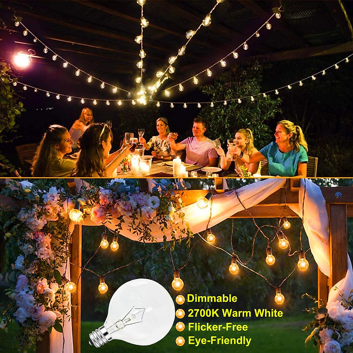 Wax Warmer Bulbs 25 Watt,G50 Light Bulbs for Full Size Scentsy Warmers,120V E12 Base G16.5 Globe Clear Light Bulbs for Candle Wax Warmer,Dimmable,Long Lifespan,Warm White,6 Pack