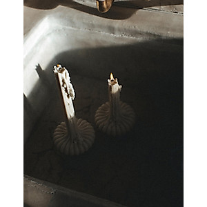 LAWA Set of 2 Pumpkin Base Candle - Beautiful Handmade Pillar Unscented Soy Wax Candle Elegant Aesthetic Vase Candle Housewarming Gift Home Room Shelf Decor Idea White