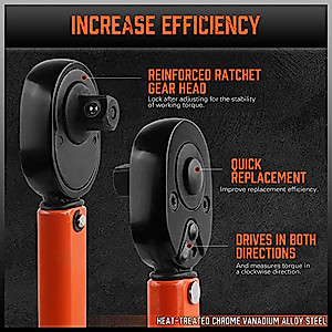 HORUSDY 1/2-Inch Drive Click Torque Wrench, 10~150 Ft-Lb | 13.6~203.5 Nm, Quick Release Ratchets.
