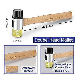 WORKPRO Laminate Wood Flooring Installation Kit with Reinforced Double-Faced Mallet, Heavy Duty Pull Bar, Tapping Block and 30-Piece Spacers Included,Multicolor