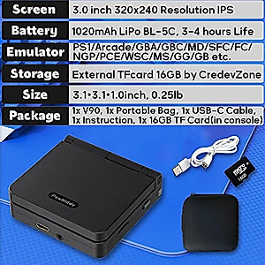 V90 Handheld Game Console 3 inch Retro Clamshell Games Consoles Built-in Rechargeable Battery Portable Style Hand Held Game Video Consoles System with Case Black 16GB