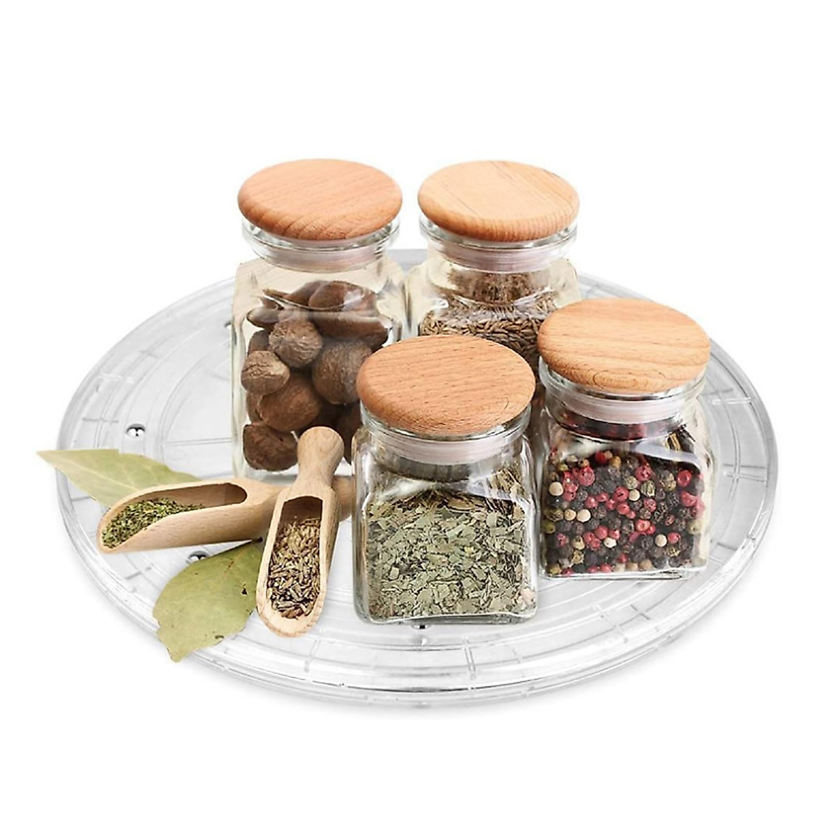 MY MIRONEY Heavy Duty Lazy Susan Turntable Organizer 7" Clear Acrylic Rotating Swivel Stand with Steel Ball Bearings for Spice Rack Cake Decorating TV Laptop Pack of 2