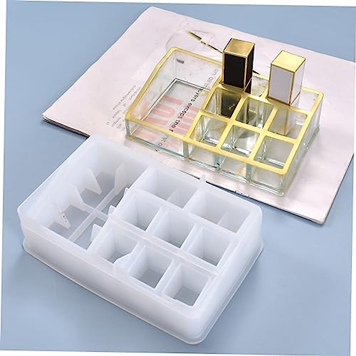 COHEALI Storage Box Mold Makeup Organizer Box Tray Mold Resin Tray Mold Handicraft DIY Silicone Box Epoxy Silicone Handicraft Mold Silicone DIY Molds Sturdy DIY Mold Silica Gel White