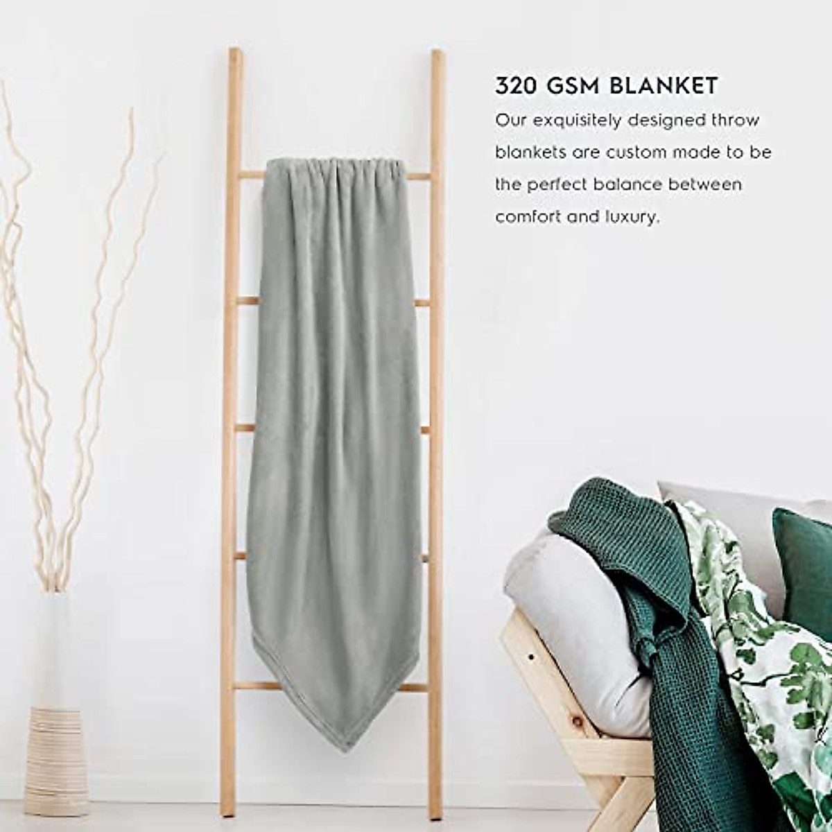 TAFTS Throw Blankets - Ultra Plush 320GSM - Soft, Ultra Comfy, Fluffy and Fuzzy - Plush Blankets and Throws for Couch, Bed & Living Room - All Seasons - Blankets King Size - Space Grey