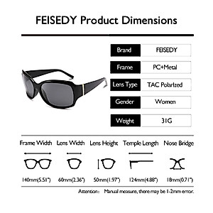 FEISEDY Classic Oversized Polarized Sunglasses Women Wrap Square Shades B2504