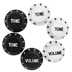 6 pcs Guitar Plastic Knob, lyfLux 2 Sets of Electric Guitar Timbre Control Knob, For Electric Guitar Bass Volume Control, 2 Volume Keys, 4 TONE Keys, (Black and White)
