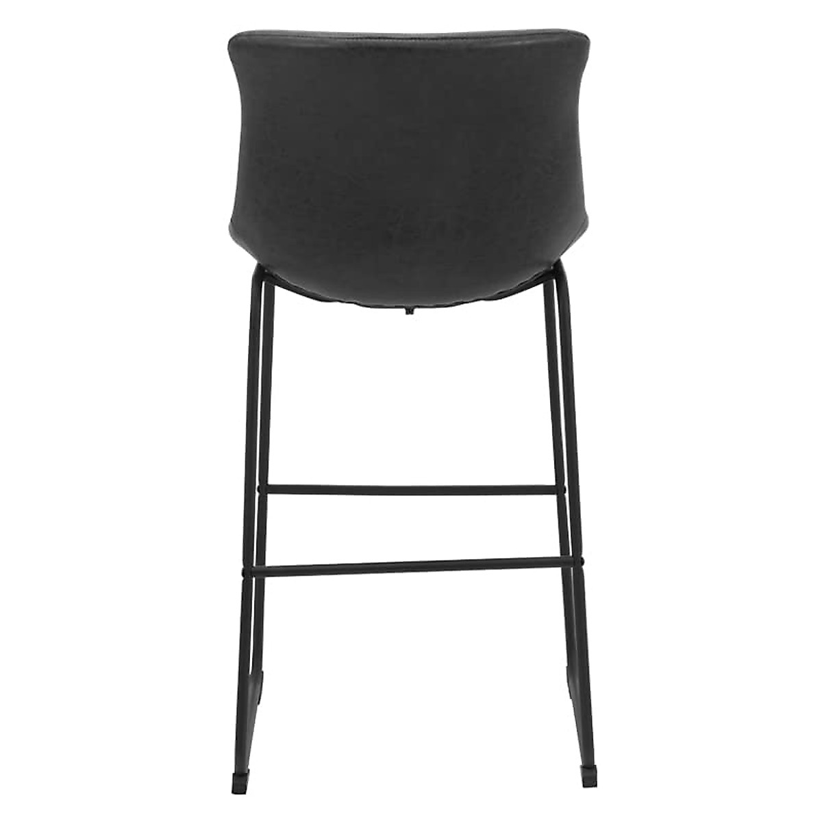 Chairelax Hight Bar Stools Set of 2, 28" Counter Tall Synthetic Leather Modern Design Bar Chair with Backrest and Footrest for Kitchen Bar Counter Restaurant (Black)