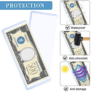 Bill Clear Holders Currency PVC Holder Transparent Bill Sleeves Currency Bill Display Holder for Regular Bills Protector Case Supplies, 6.9 x 2.95 Inch (10)