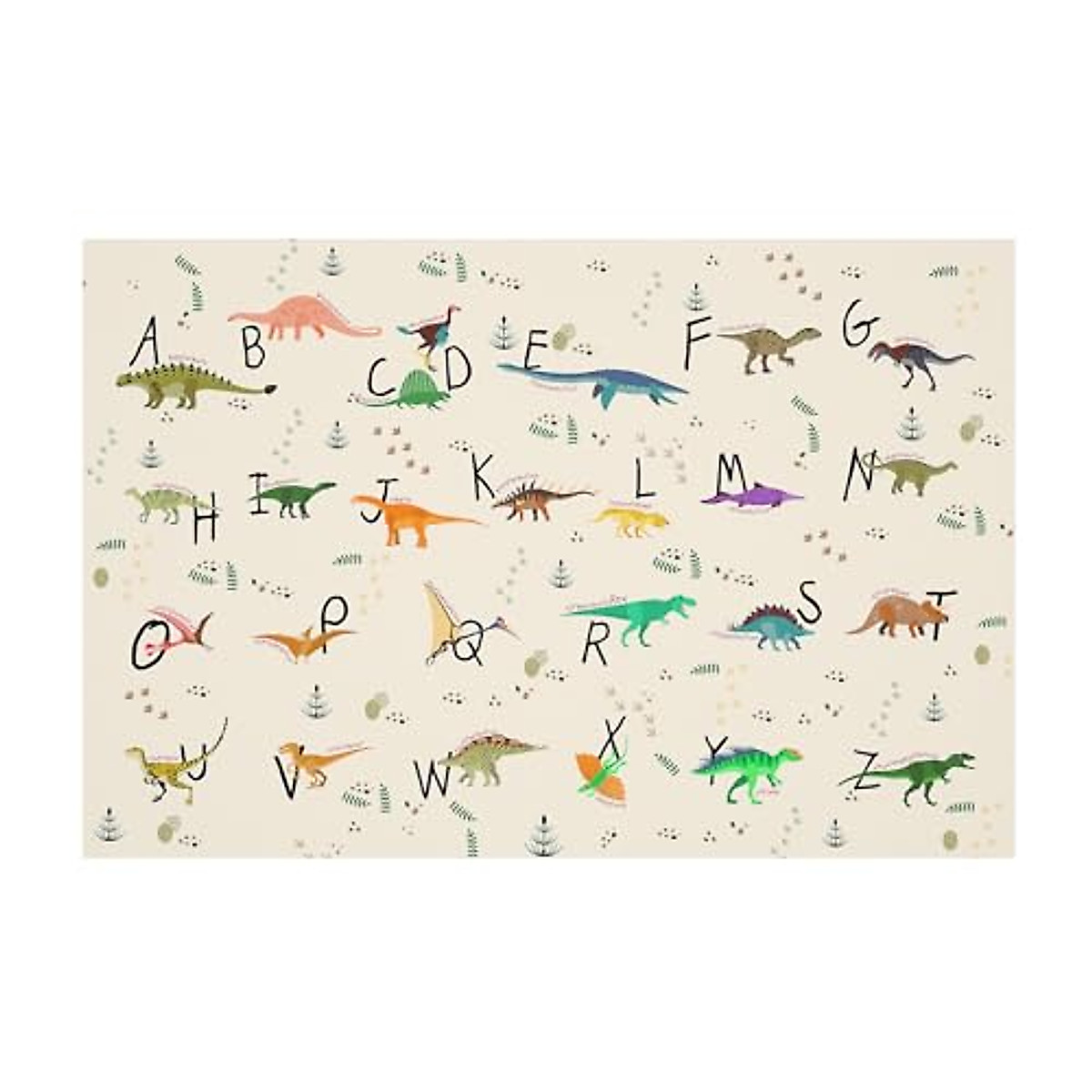 Osimiccp Dinosaur Rug for Boys Bedroom,3'x5' Non-Slip ABC Rug for Kids Playroom,Living Room,Classroom Area Rug Home Decor