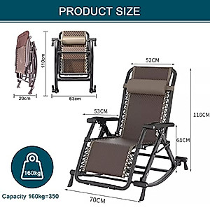 HAicom Rocking Lounge Chair, Patio Rocker Chair, Living Room Chair Outdoor Garden Furniture Patio Porch Rocker Relaxing Chair, Rattan Reclining Deck Chair (A)