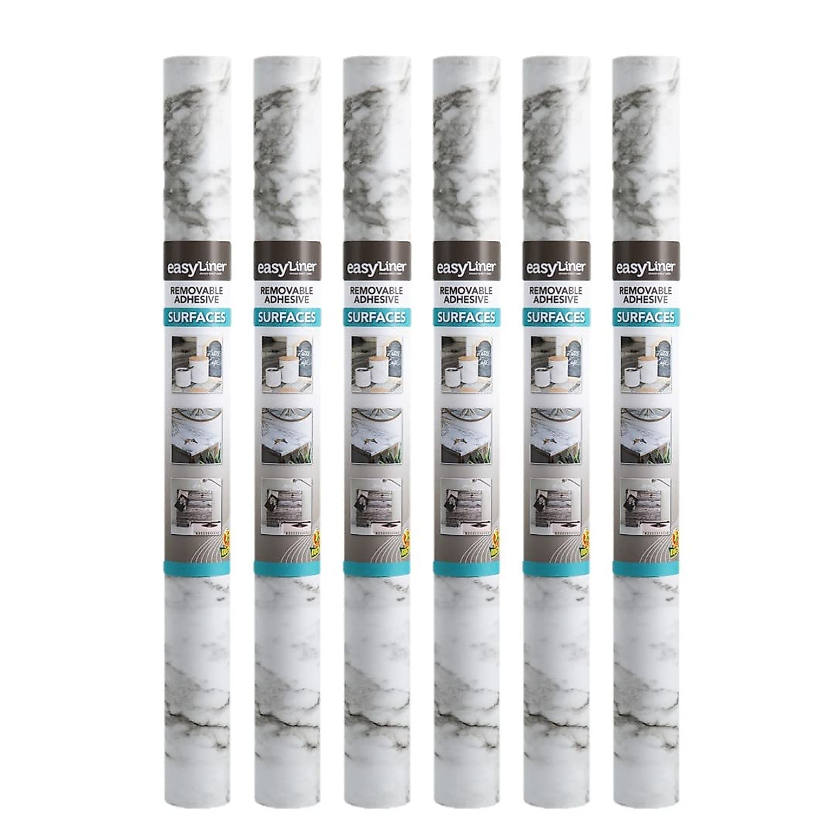 Duck EasyLiner Adhesive Laminate Surfaces Shelf Liner, Gray Marble, 20 in. x 15 ft, 6 Rolls