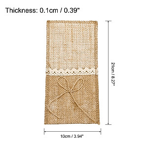 uxcell Burlap Lace Utensil Holders, 10Pcs Knife Forks Napkin Silverware Holder Bag Cutlery Pouch for Wedding Table Decoration